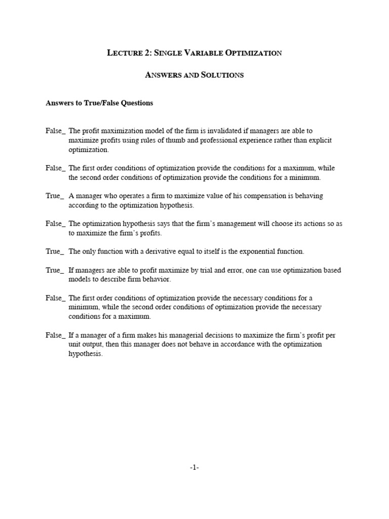 Answers and Solutions 2 | PDF | Profit (Economics) | Mathematical Optimization