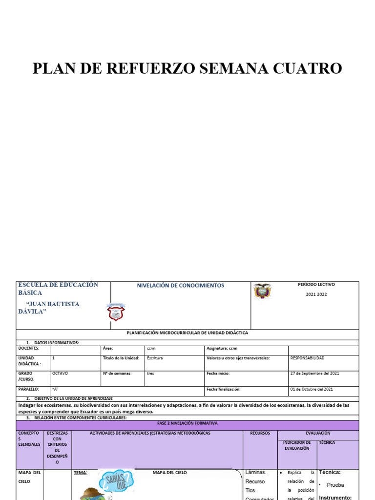 8vo Viernes 01 Oct. Plan de Refuerzo CCNN y Eess | PDF | Constelación | Observatorio