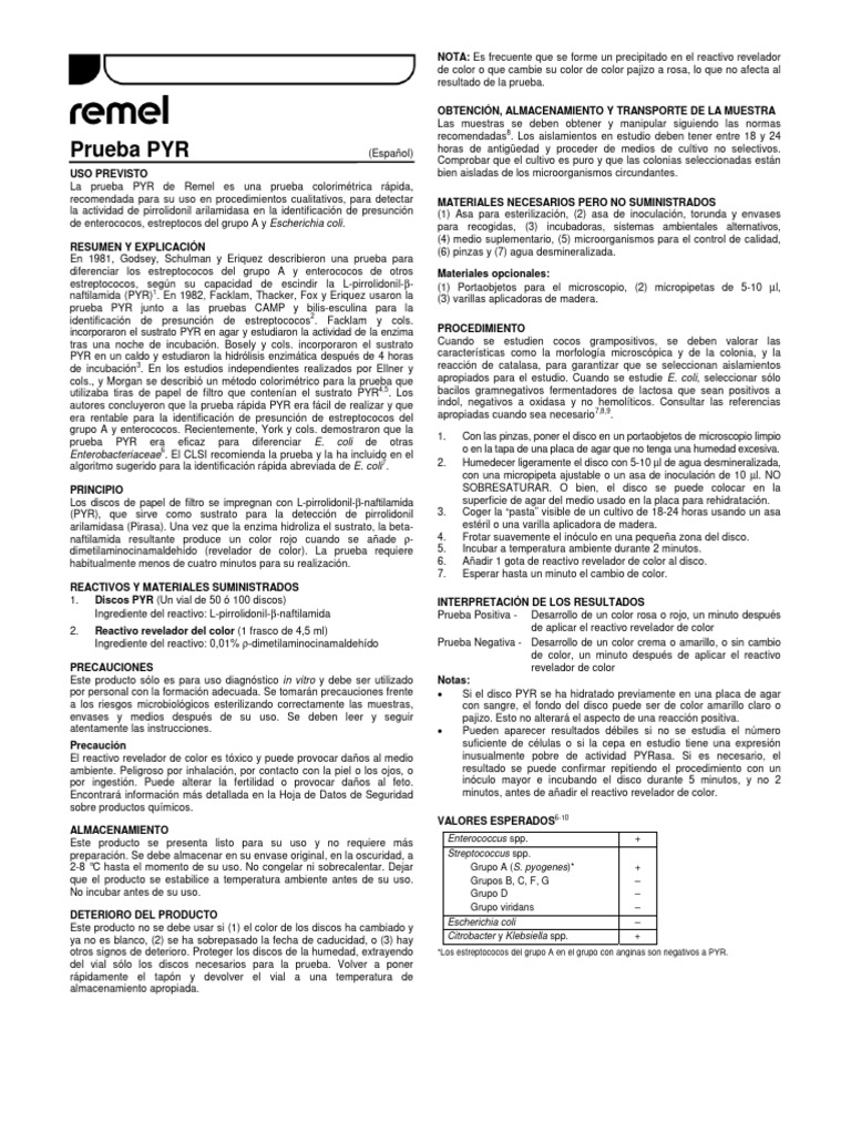 R30854301 PYR Test Kit | PDF | Estreptococo | Las bacterias