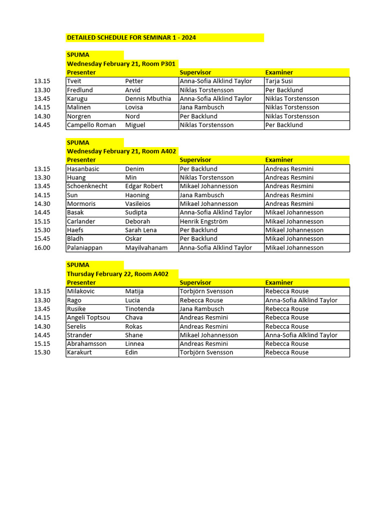 Schedule Seminar 1-2 | PDF