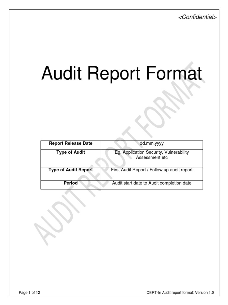 Audit Report Format Ver 1.0 | PDF | Audit | Auditor's Report