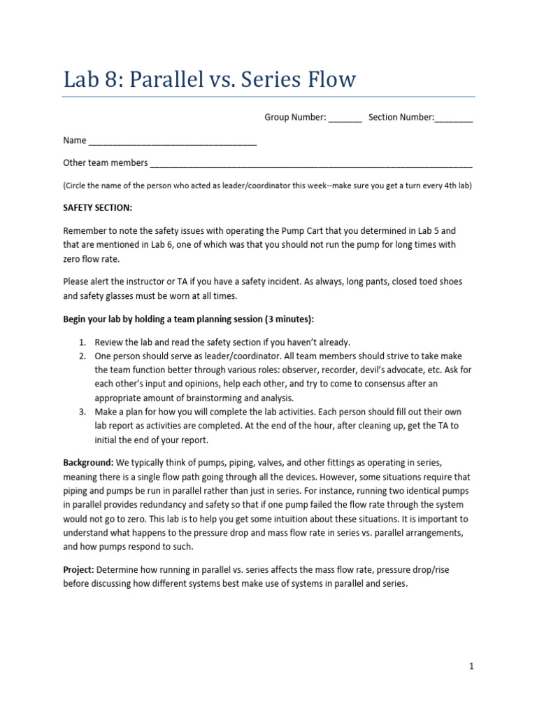 Lab 08 Parallel vs Series Flow | PDF | Pump | Valve