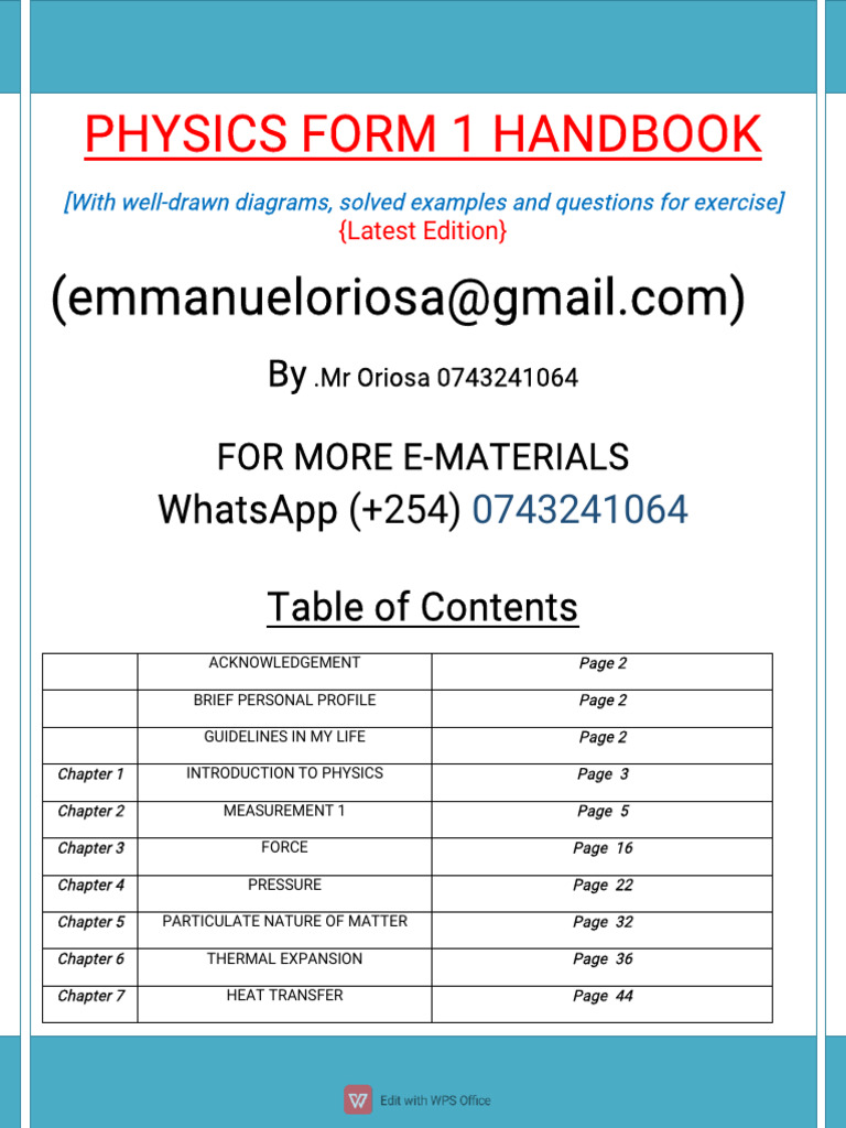 Physics Form 1 Handbook Guide | PDF