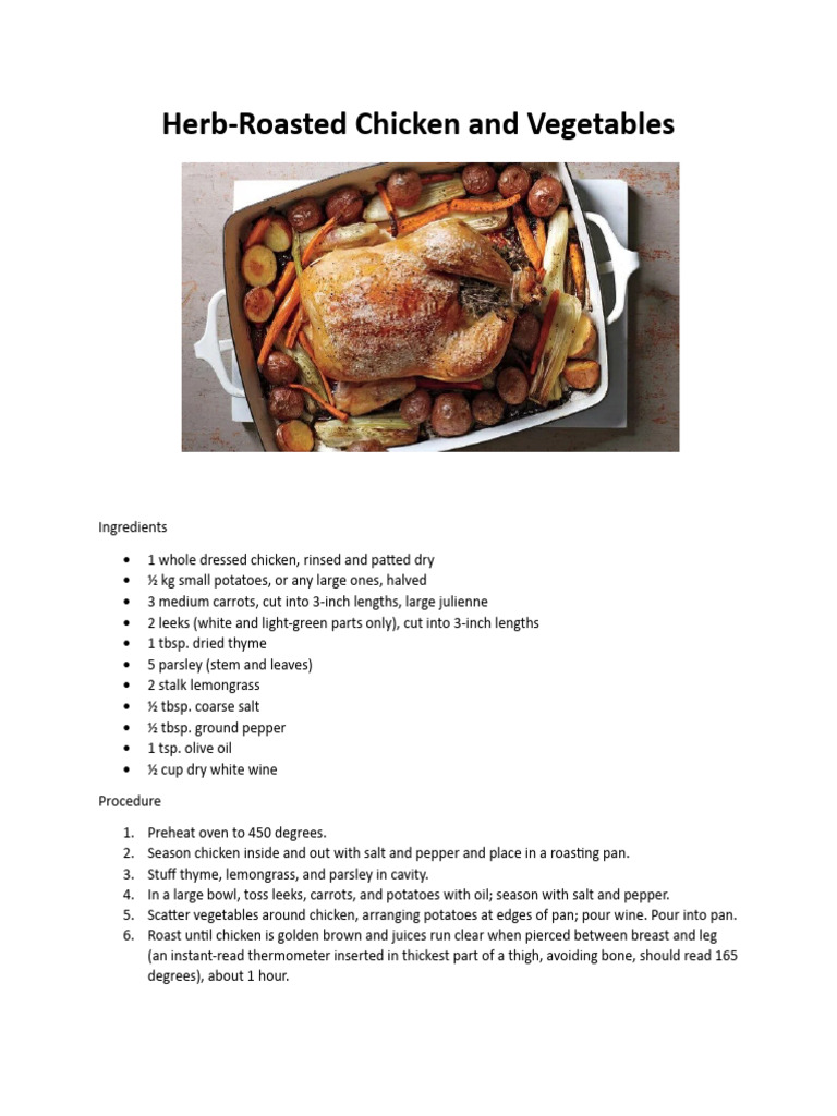 Herb-Roasted Chicken and Vegetables | PDF