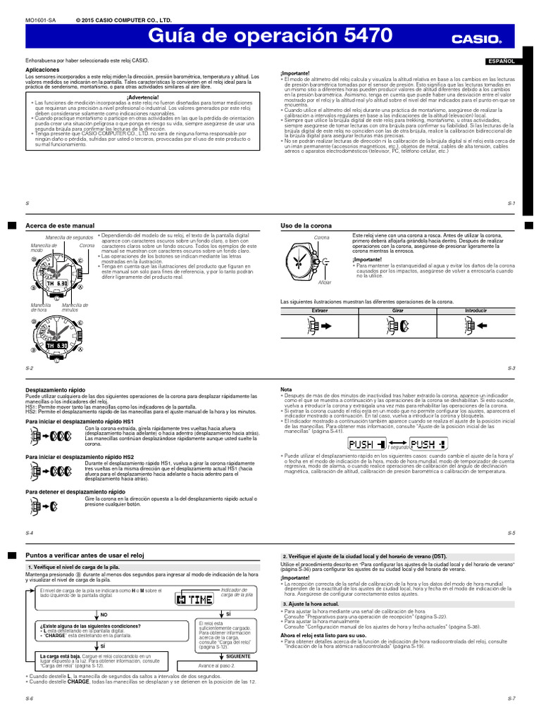 2. Guia de Operación CASIO | PDF | Reloj | Altímetro