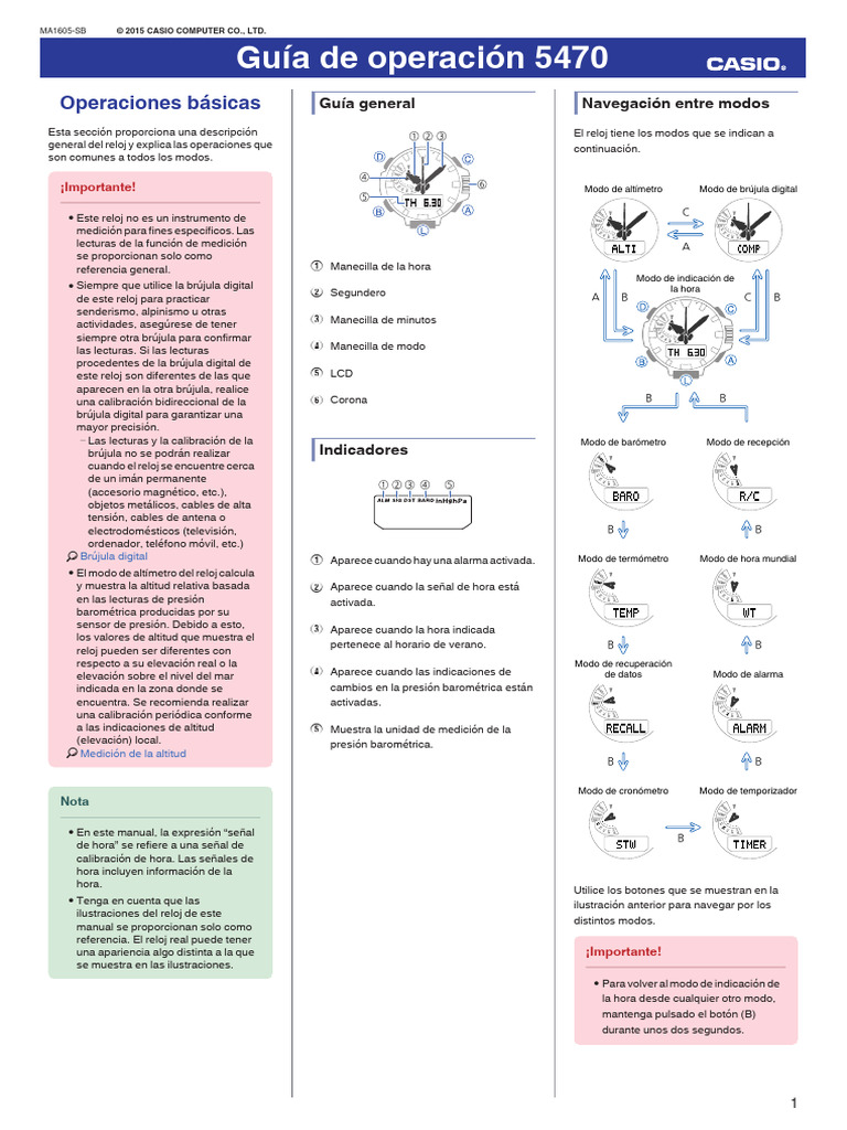 Guia Fácil CASIO | PDF | Reloj | Brújula