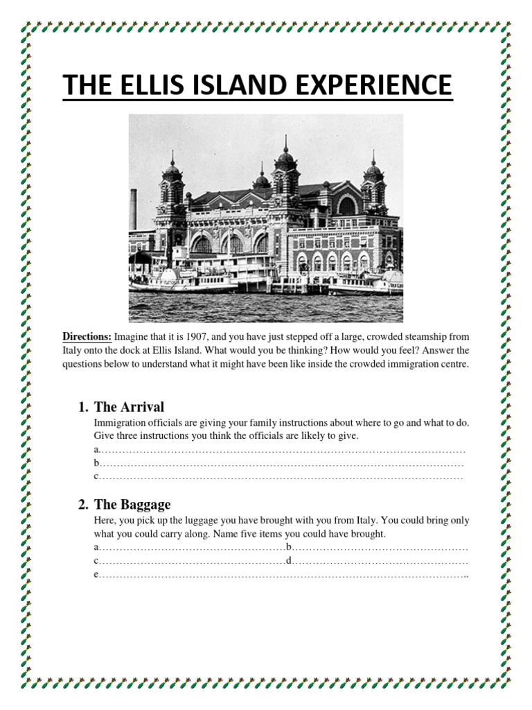 Ell Homework 2 Ellis Island - Myp Year 1 | PDF