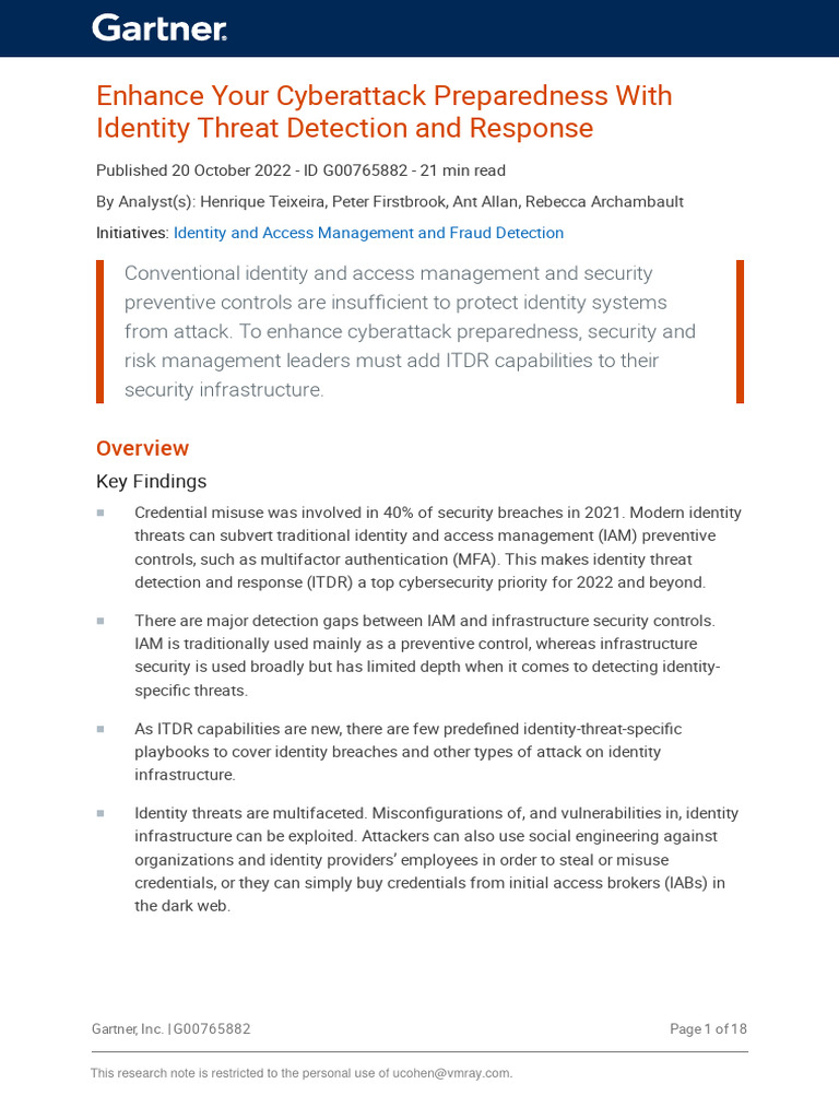 Gartner ITDR | PDF | Security | Computer Security