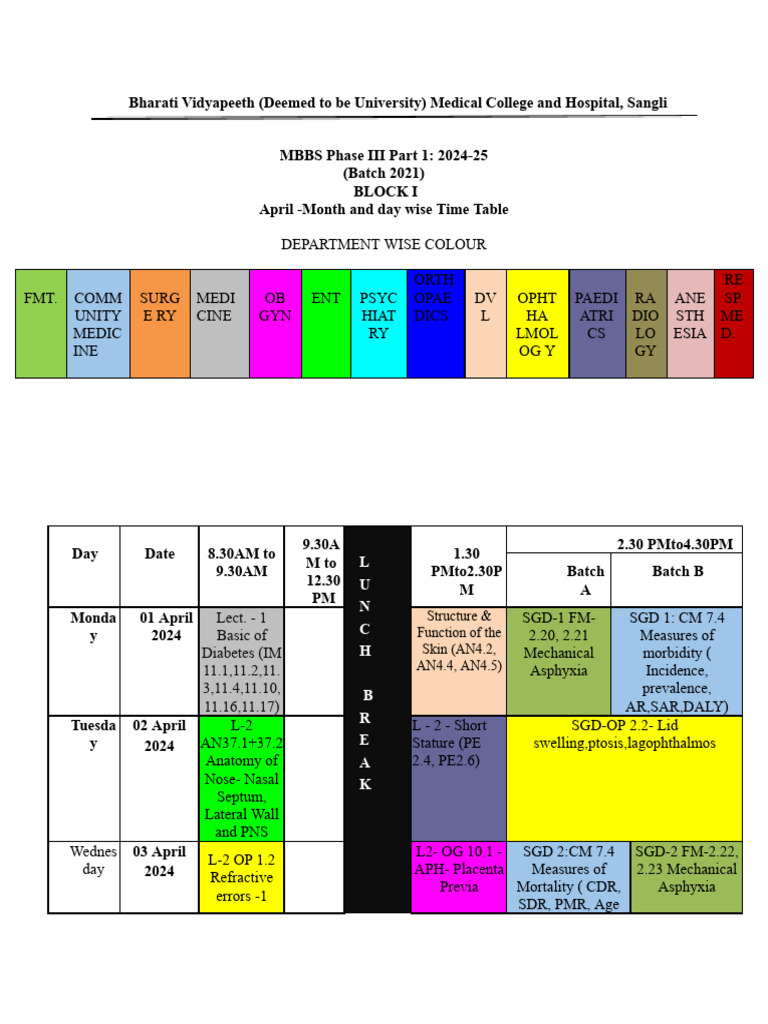Ug Timetable April 2024 260324 | PDF | Clinical Medicine | Health Care