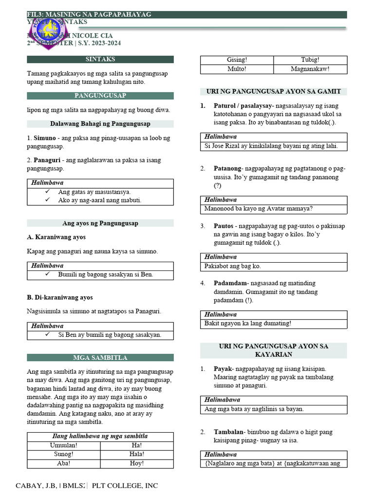 Yunit 4 Sintaks | PDF