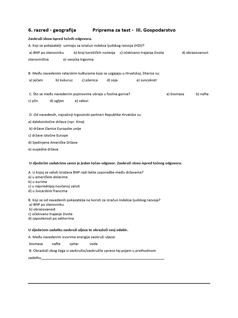 Geografija 6. Razred - Priprema Za III. Test | PDF