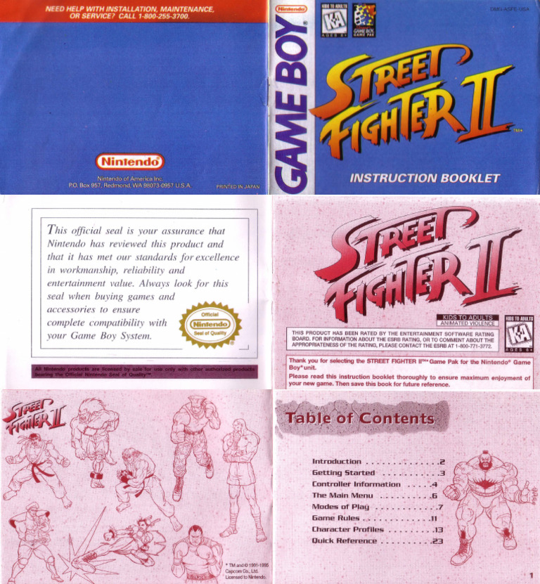 Street Fighter II Manual (Game Boy DMG-ASFE-USA) | PDF