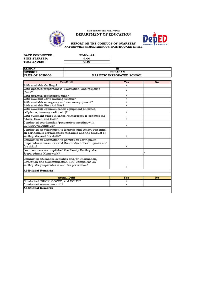 Annex B. NSED Monitoring & Reporting Template | PDF | Emergency ...