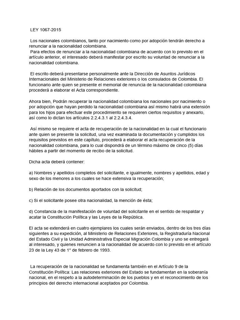Decreto 1067 - 2015 | PDF | Nacionalidad | Adopción