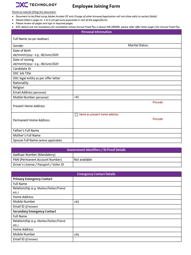 Joining Form | PDF | Business