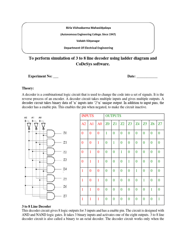 1033795478-Exp 5 3x8 Decoder | PDF | Logic Gate | Electrical Engineering