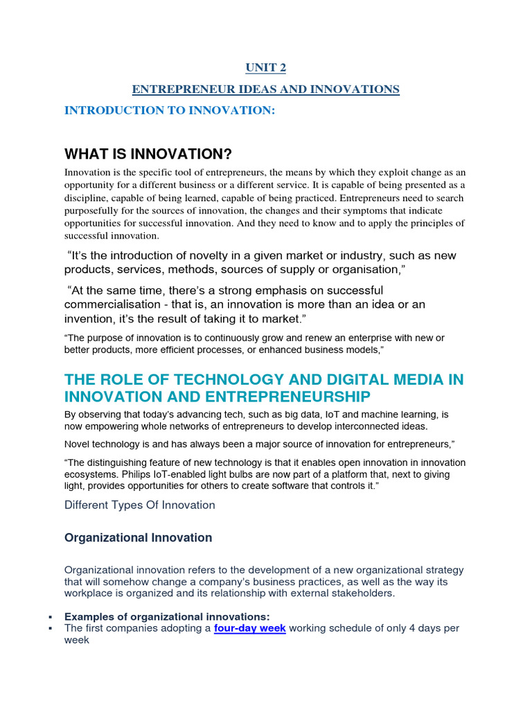 Pme Unit 2 | PDF | Innovation | Entrepreneurship
