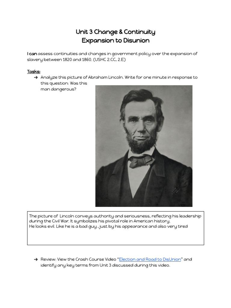 Unit 3 Change & Continuity Activity | PDF