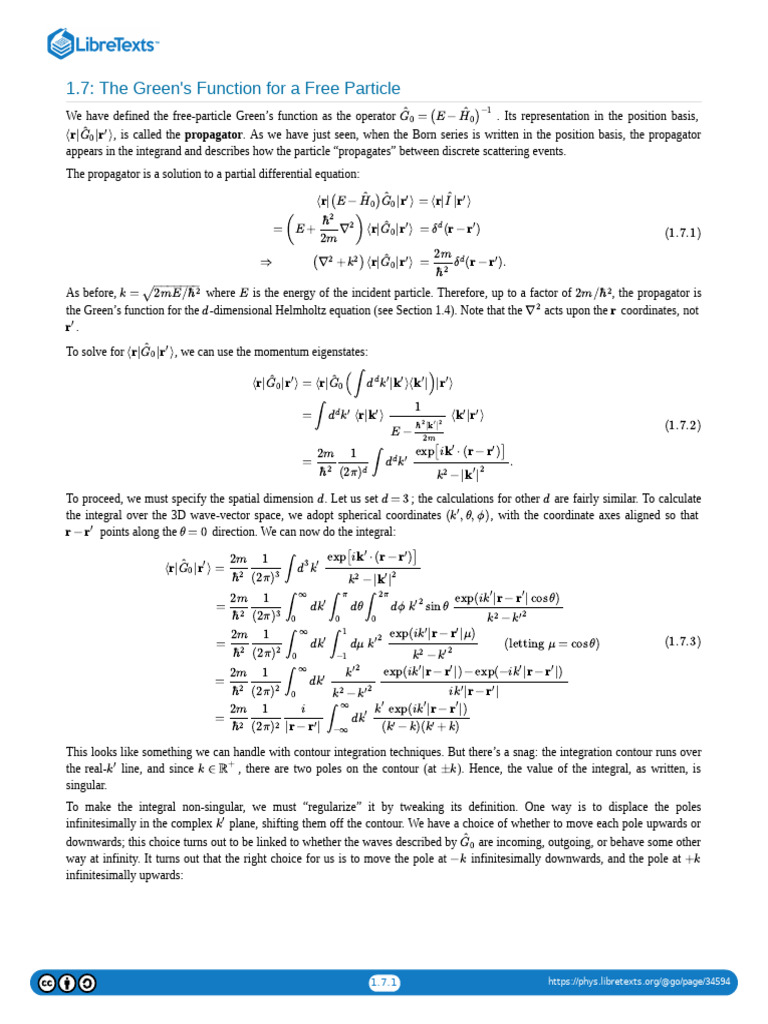 1.07 The Green's Function For A Free Particle | PDF | Green's Function | Theoretical Physics