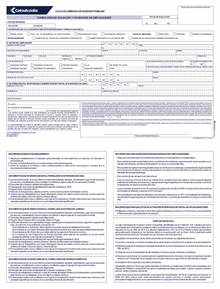 Formulario de Afiliación Empresas | PDF