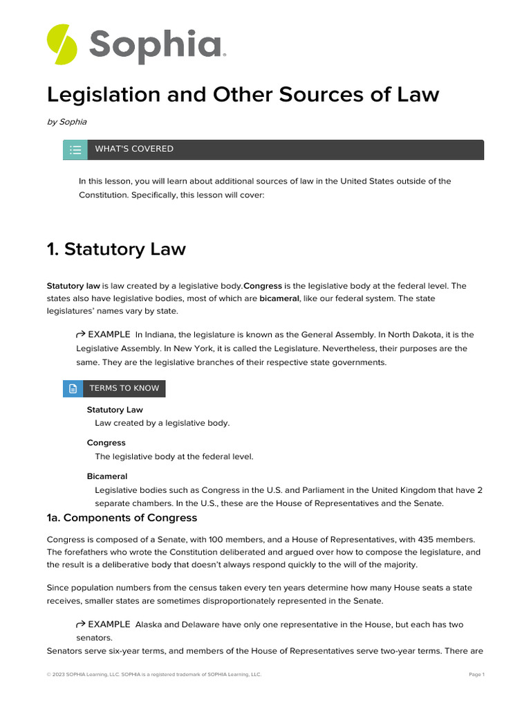 Legislation and Other Sources of Law | PDF | Precedent | Legislature