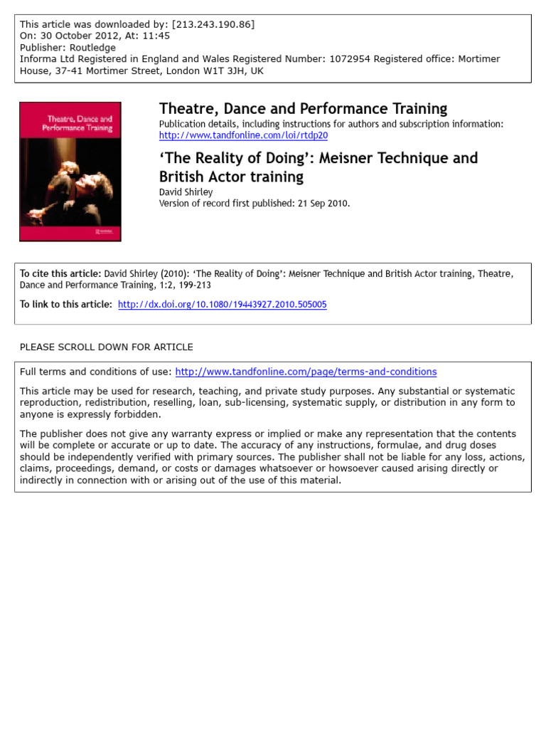 British Actor Training & Meisner | PDF | Psychology