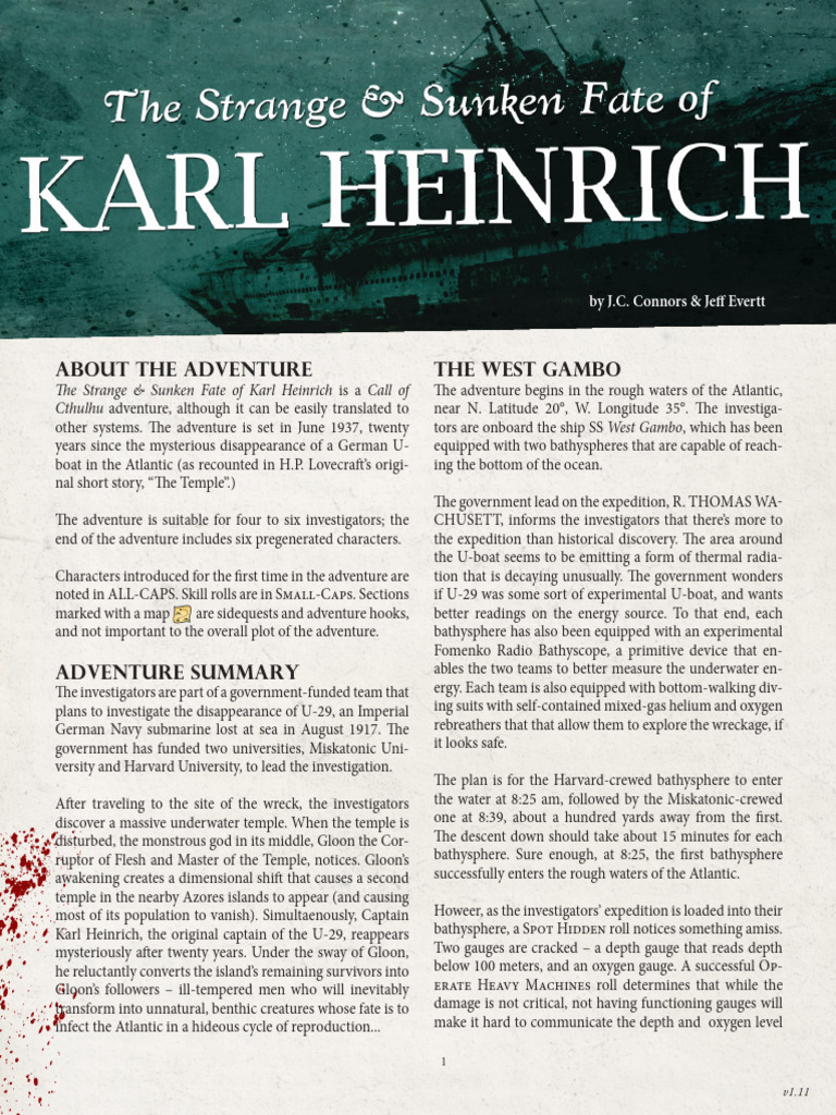 StrangeSunkenFate CoC | PDF | Submarines | Torpedo