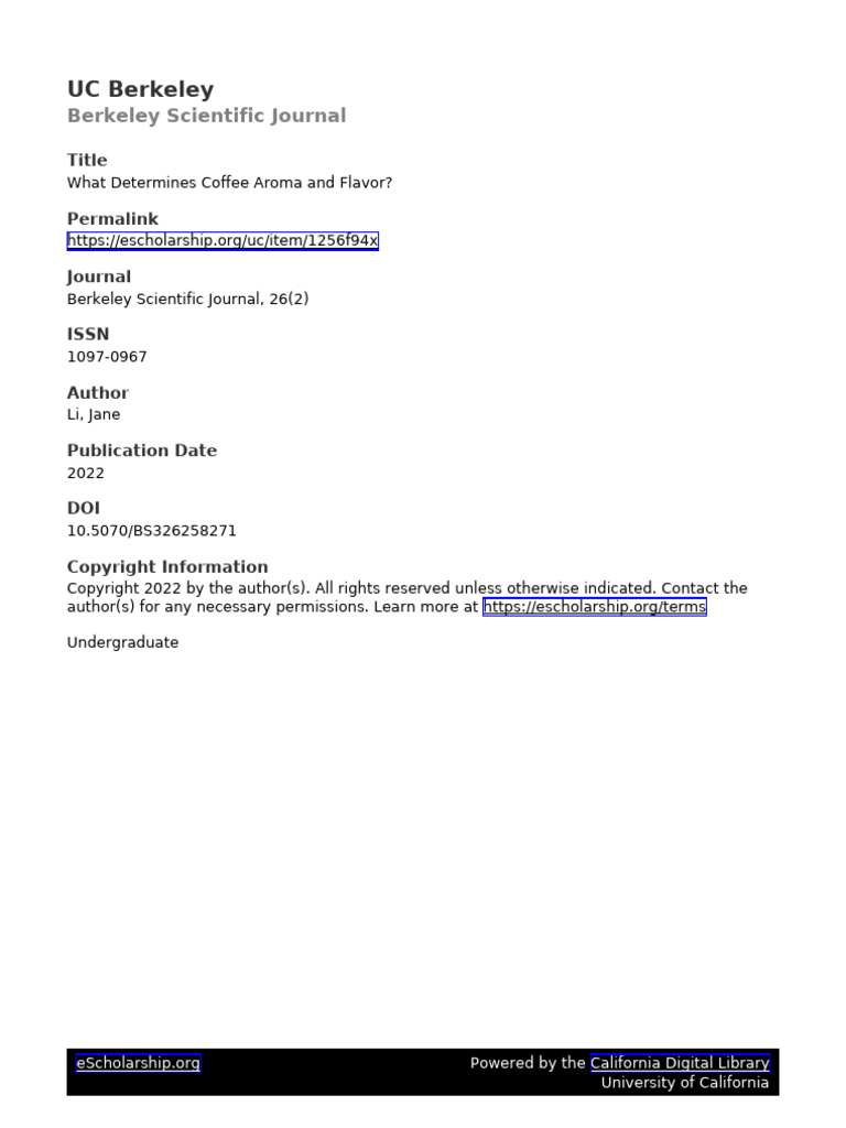 UC Berkeley | PDF | Taste | Coffee