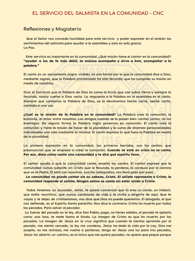 El Servicio Del Salmista en La Comunidad (1) | PDF