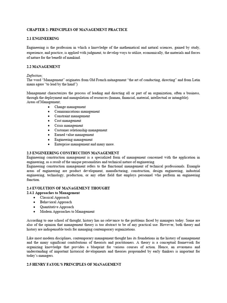CVS 465 - Chapter2 - Principles of MGT Practice-1 | PDF | Engineering | Theory