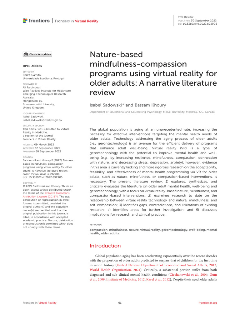 Nature-Based Mindfulness-Compassion Programs Using Virtual Reality For ...