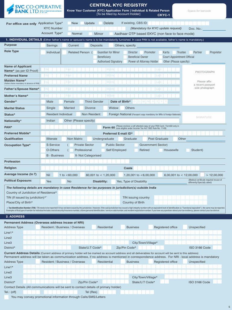 KYC Form for Individual Applicants | PDF | Authentication