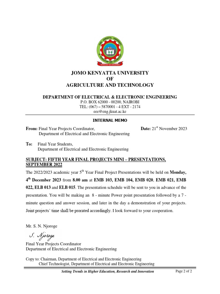 Projects Final Presentation Memo 2023 Stud | PDF