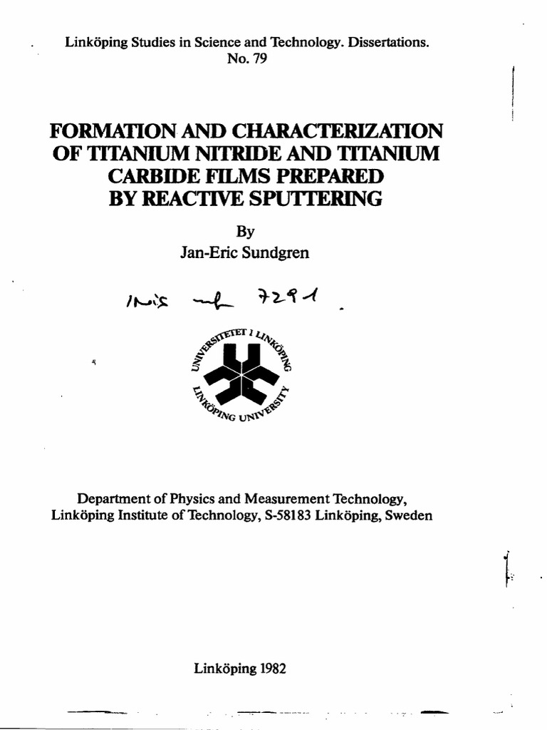 Formation and Characterization of Titanium Nitride and Titanium Carbide ...
