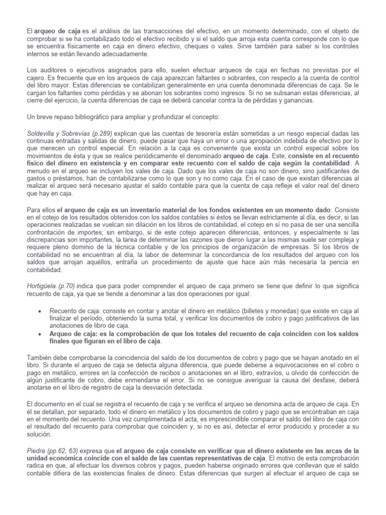 Guía Completa del Arqueo de Caja | PDF | Contabilidad | Tarjeta de débito