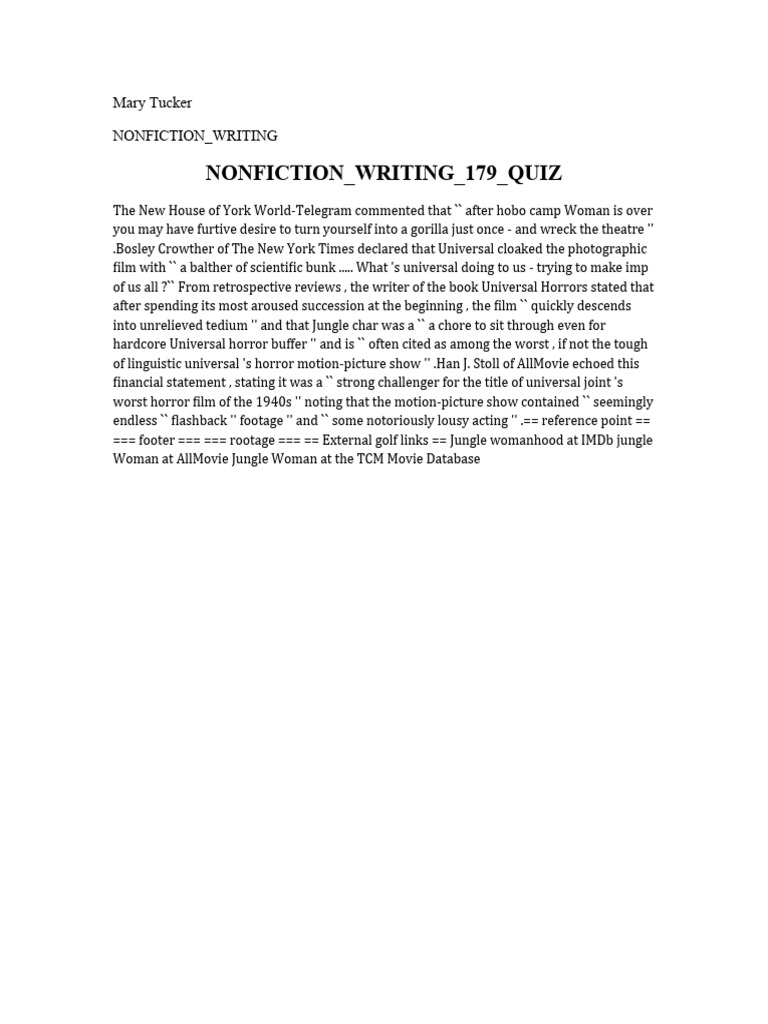Nonfiction Writing 179 Quiz | PDF | Young Adult