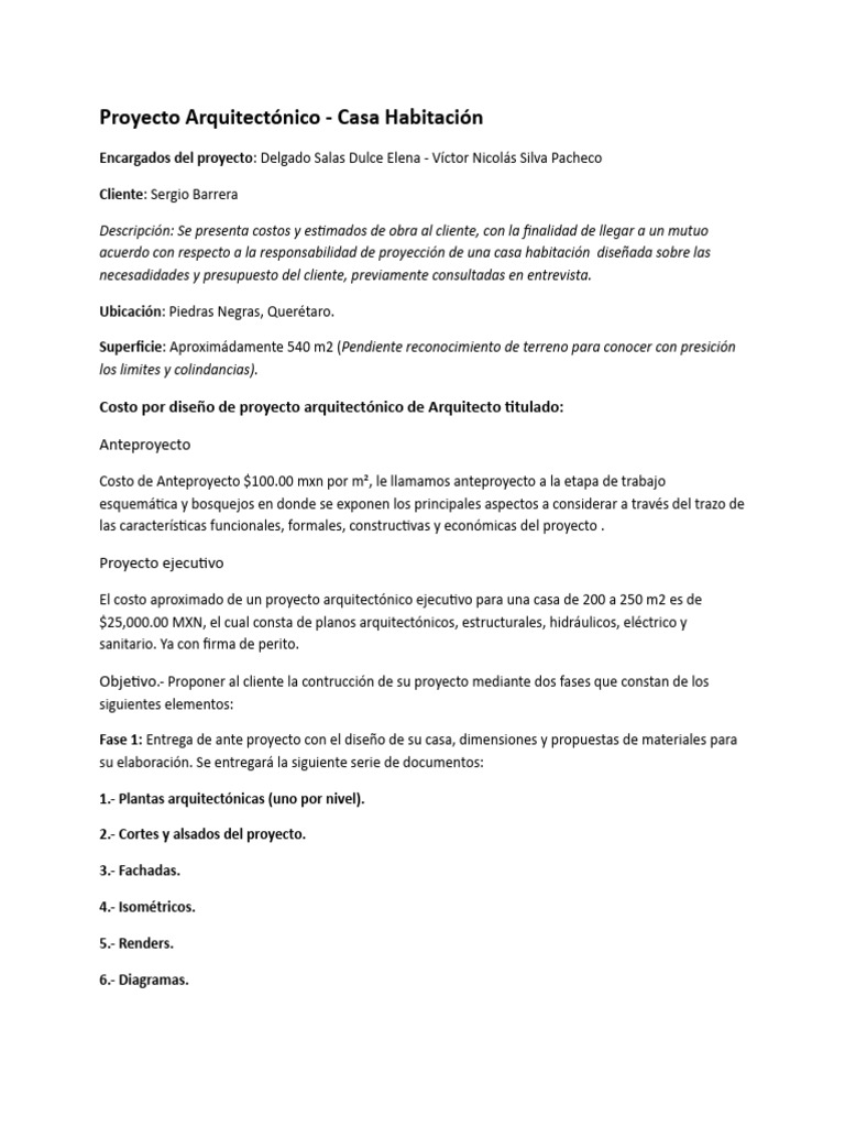 Documento Sergio Barrera | PDF | Arquitecto | Presupuesto
