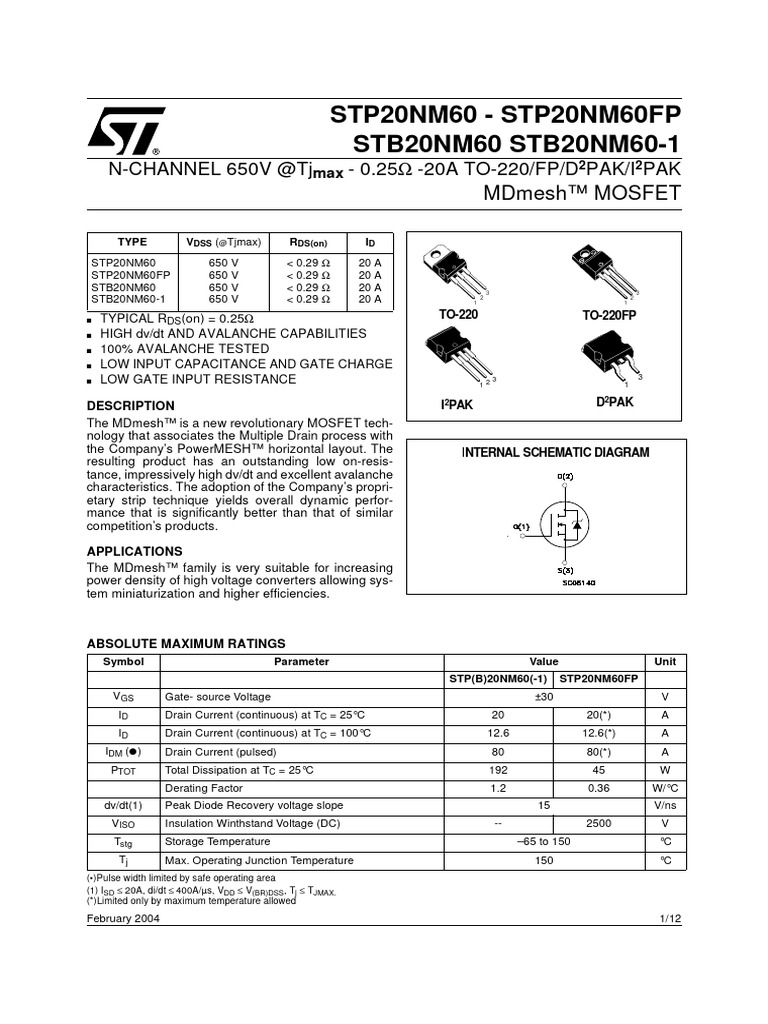 STP20NM60FD | PDF | Diode | Patent