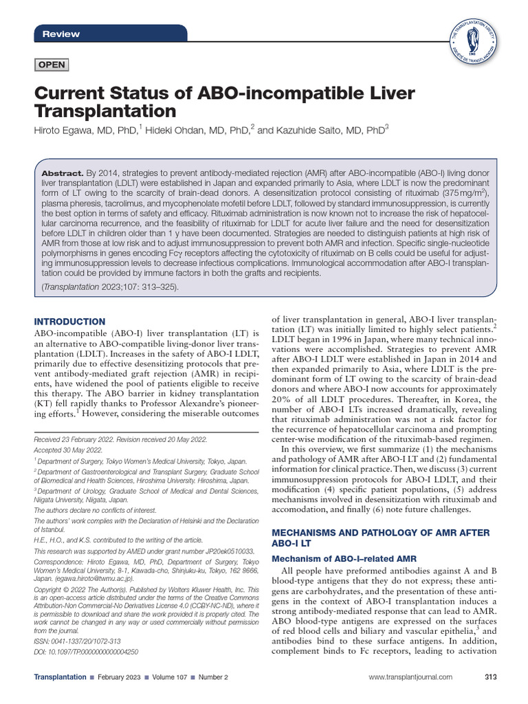 Current Status of ABO-incompatible Liver Transplan | PDF | Platelet ...