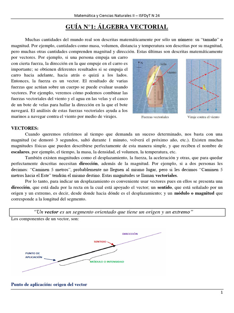 Guía de Álgebra Vectorial y Operaciones | PDF | Vector Euclidiano | Euclides