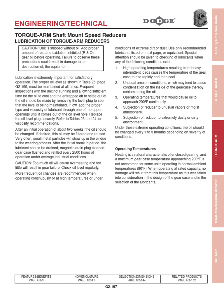 Dodge TXT6 Conveyor 19 Gear Reducer Specs | PDF | Lubricant | Gear