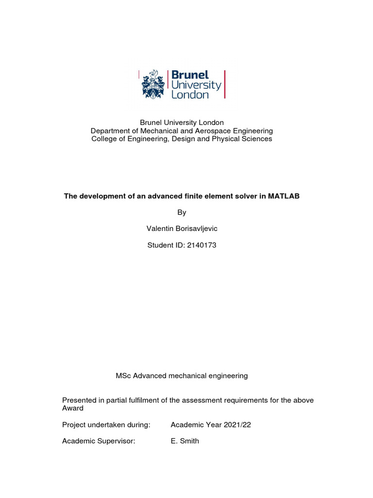 Dissertation Fea Code For Cfd In Matlab Pdf Computational Fluid Dynamics Finite Element
