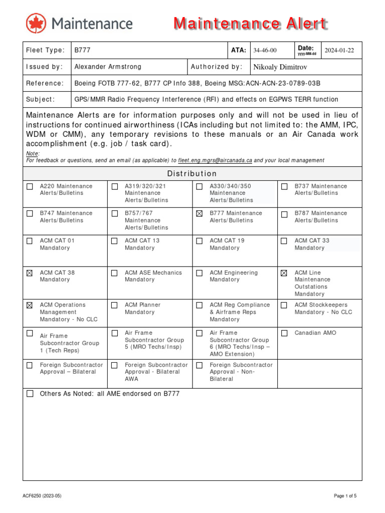 B777 - MA34-46-00 - GPS - MMR - Radio - Frequency - Interference - (RFI ...