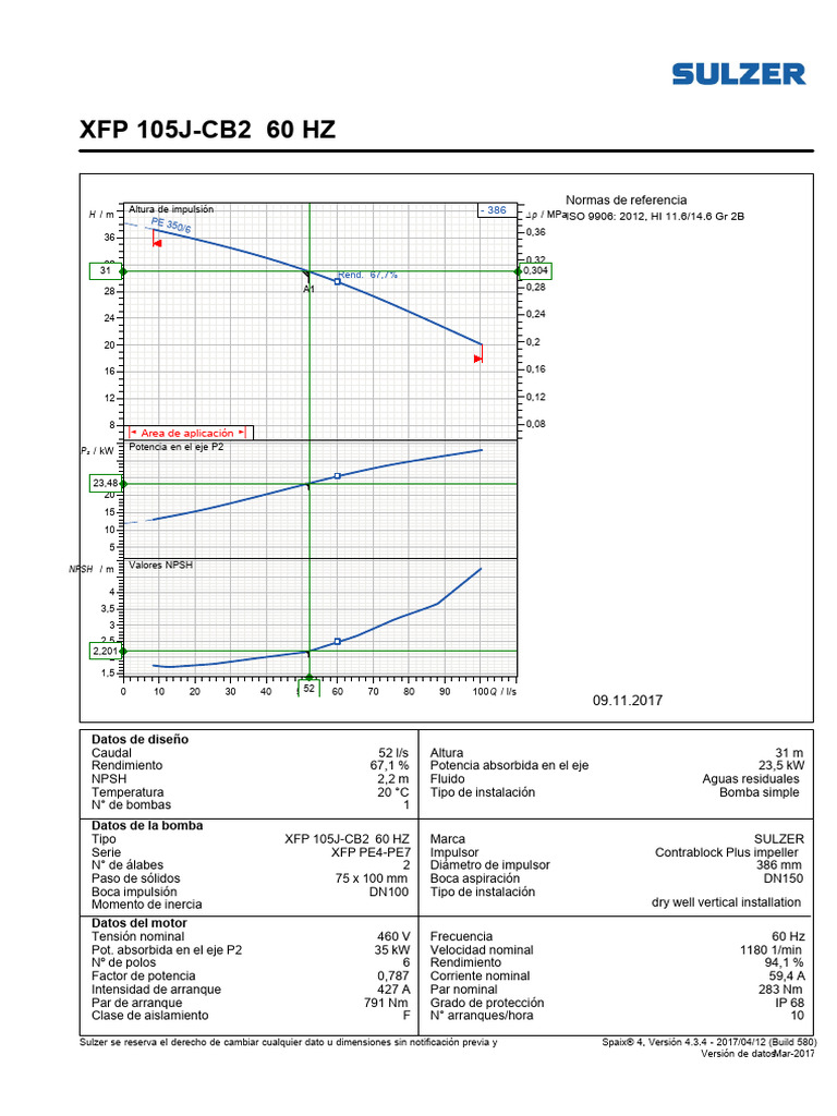 Ficha - Técnica - XFP - 105J-CB2 52lps@31m - 1200 RPM | PDF | Cantidades fisicas