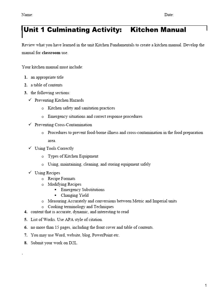 Kitchen Manual 2024 | PDF | Kitchen