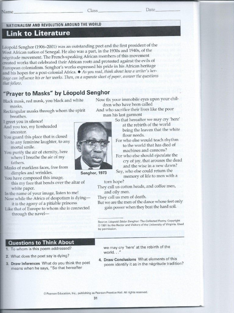 Prayer To Masks by Leopold Senghor | PDF