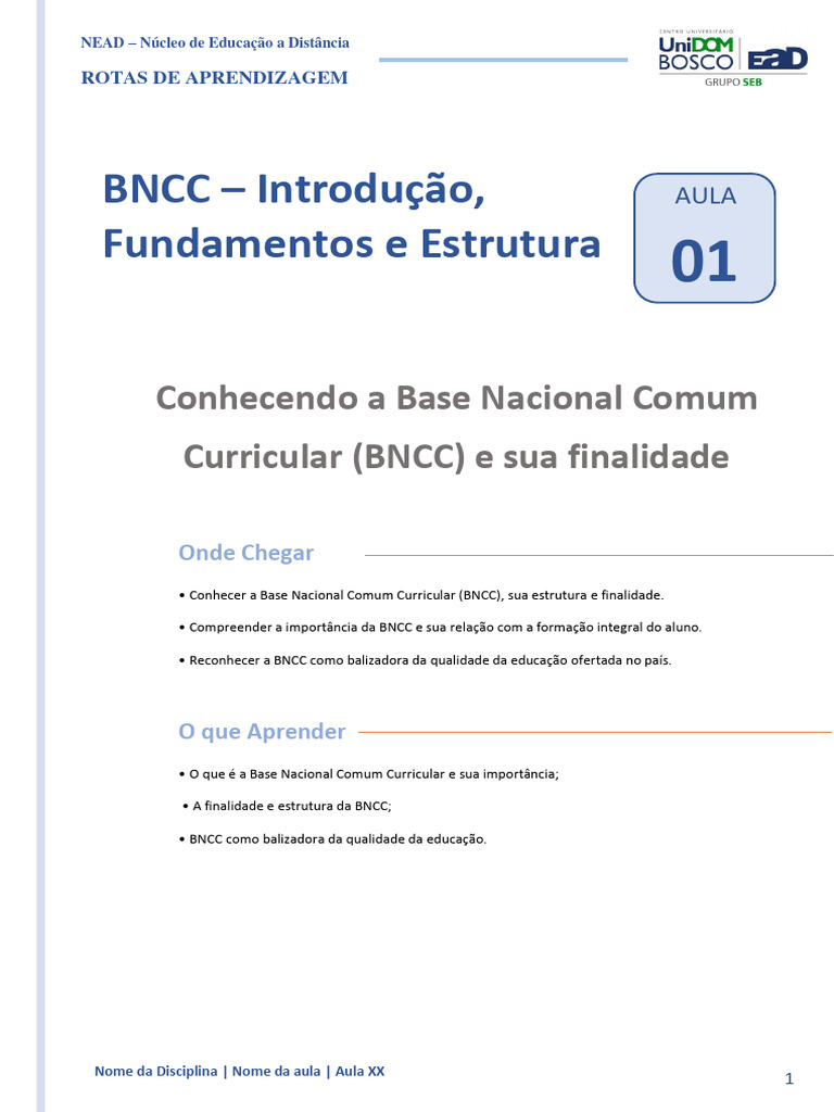 BNCC | PDF | Pedagogia | Aprendizado