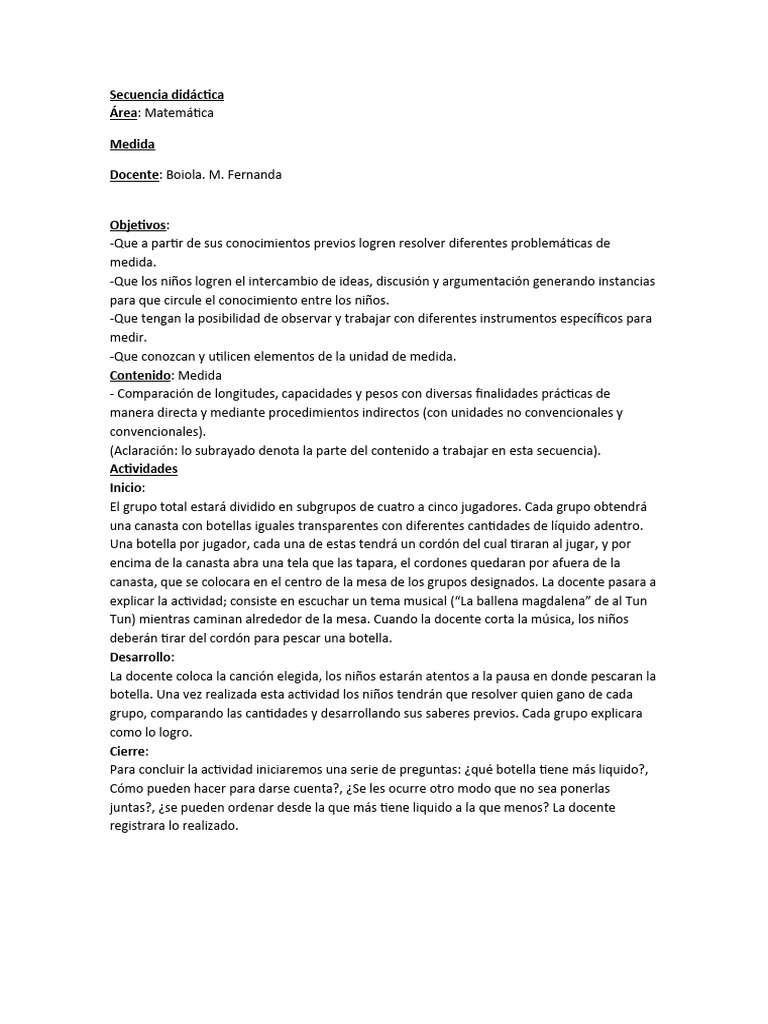 Secuencia didáctica medida | PDF