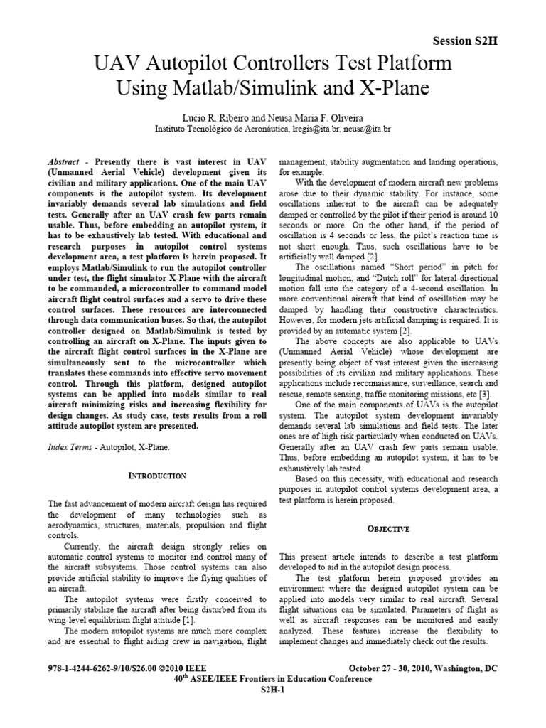 UAV Autopilot Controllers Test Platform | PDF | Unmanned Aerial Vehicle ...