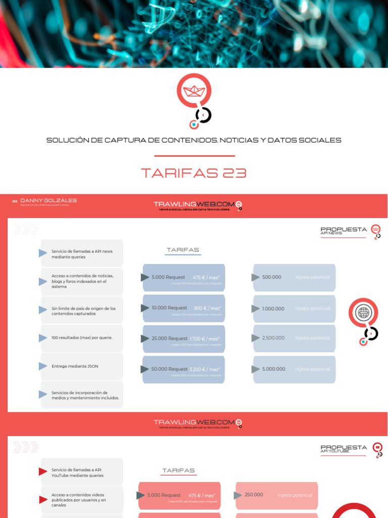 TARIFAS Y PROPUESTAS Trawlingweb 2023 Final Presentación 169 | PDF | Big Data | Tecnologías de ...